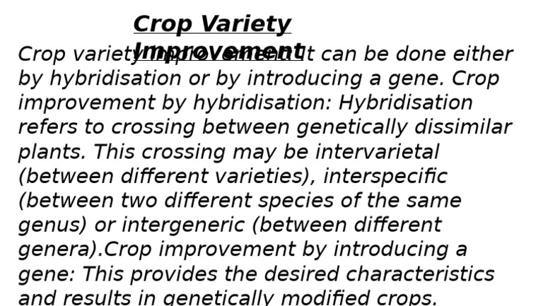 Crop Variety Improvement-1 | PDF