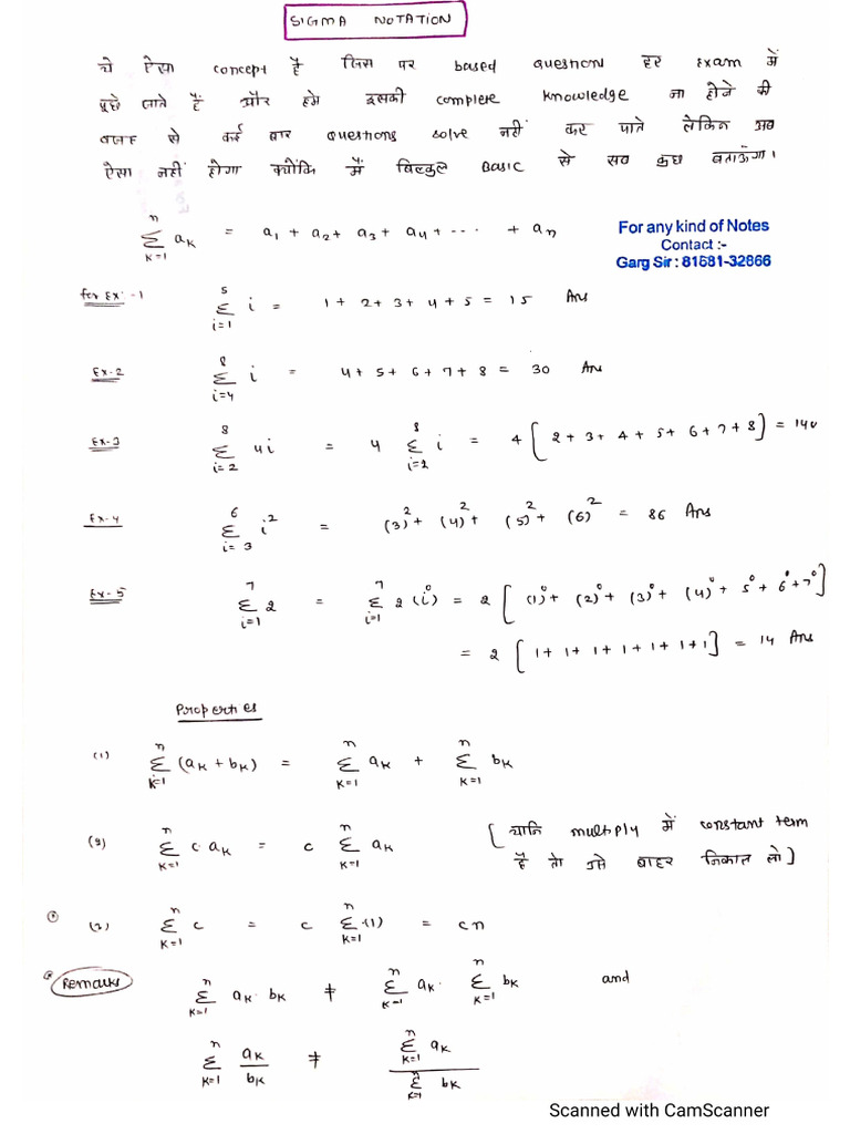 Sigma Notations+sum of Series | PDF