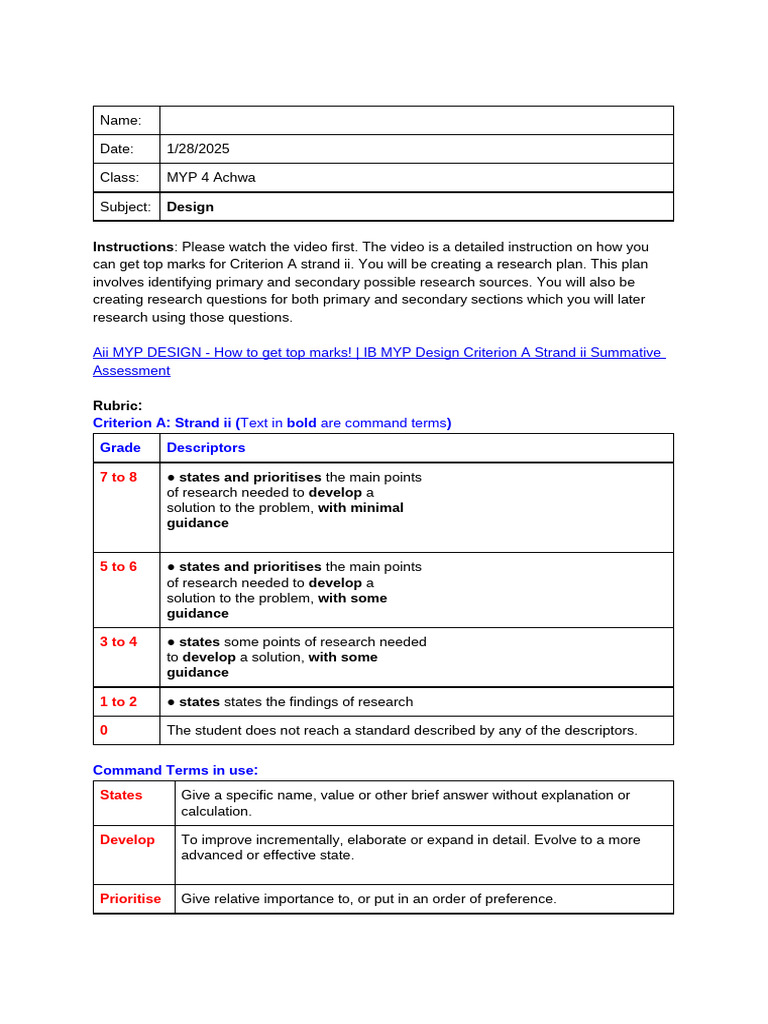 (Shadrack Mbogo) Criterion A Strand II | PDF