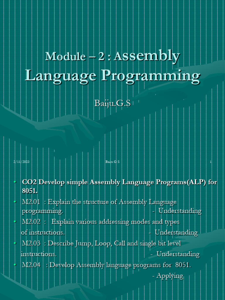 Microcontroller & IApplications Mod II-2023 | PDF | Assembly Language | Computer Architecture