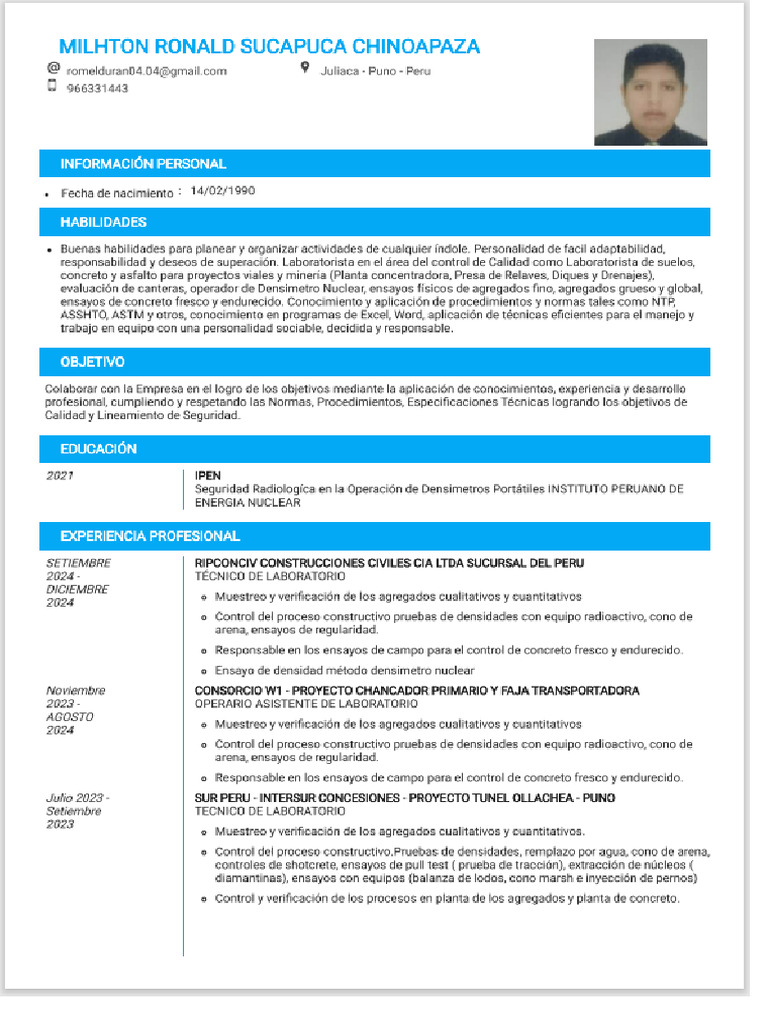 CV - MILTON RONALD SUCAPUCA CHINOAPAZA-comprimido | PDF