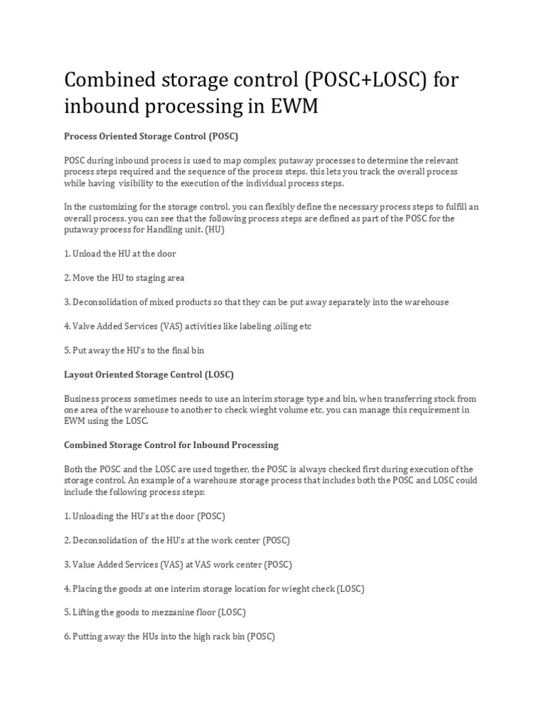 Combined_Storage_Control_POSC_LOSC_IBD_in_SAP_EWM__1682060154 | PDF | Warehouse | Computing