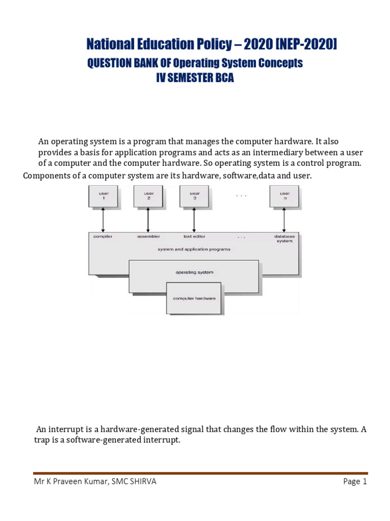 IV SEM BCA QUESTION BANK Solved Unit1 | PDF | Process (Computing ...