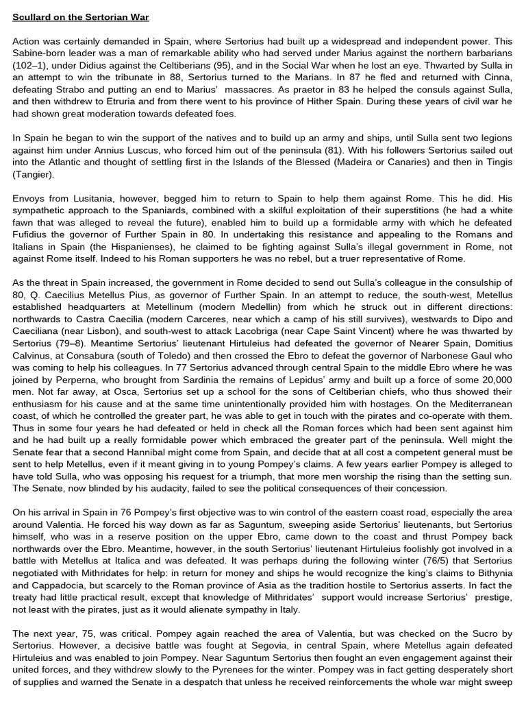 Scullard On The Sertorian War | PDF | Pompey | Roman Republic