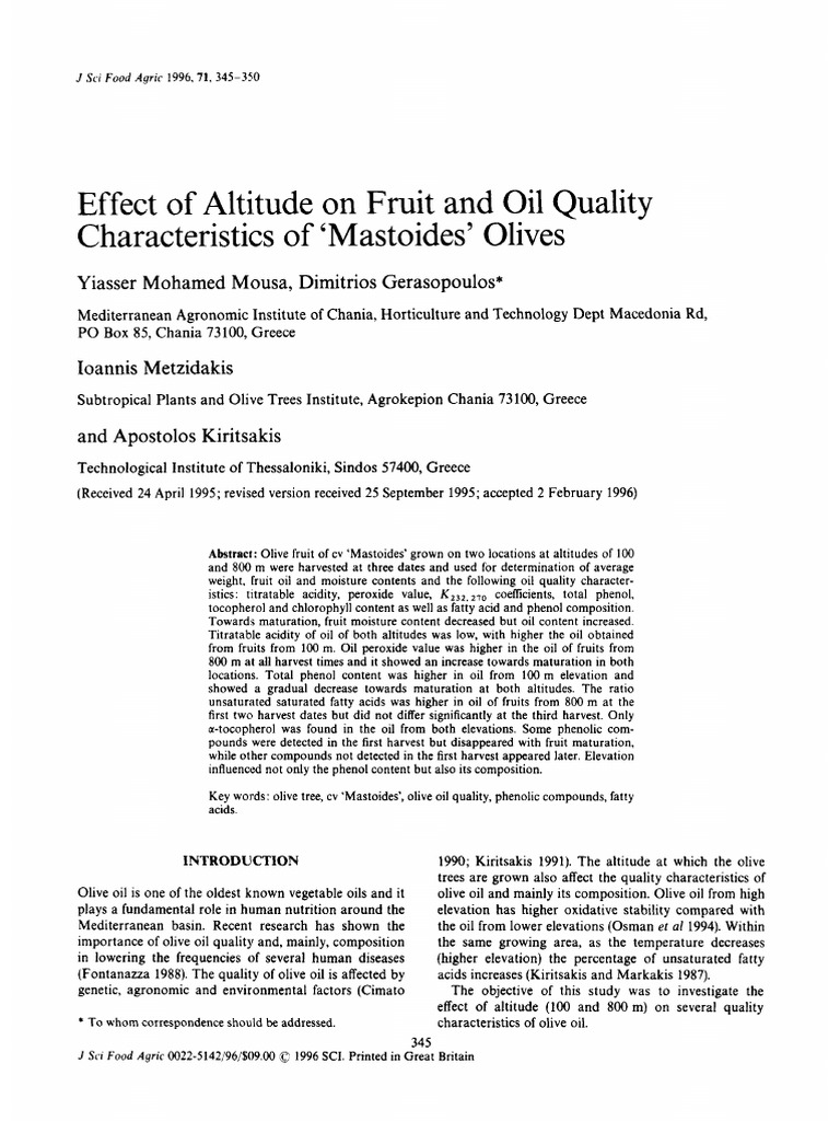 32 Pub 1996 (Moussa) Effect of Altitude On Fruit and Oil Quality Characteristics of Mastoides ...