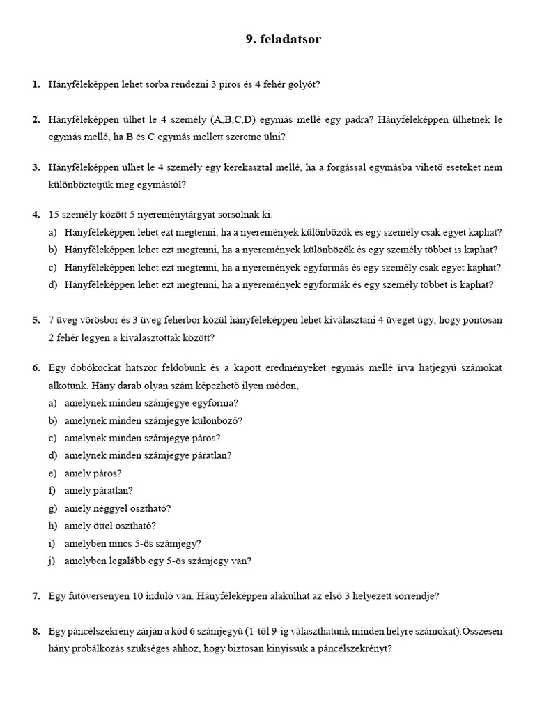 Feladatsor | PDF