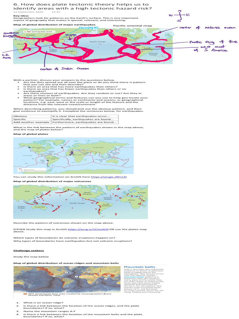 6. How does plate tectonic theory helps us to identify areas with a ...
