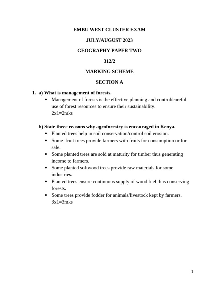 GEOGRAPHY PAPER 2 MARKING SCHEME | PDF | Pastoralism | Mining