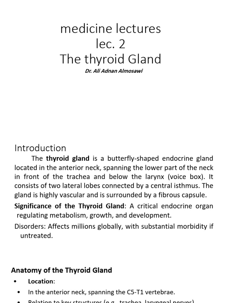 Lec 2 Thyroid Gland | PDF | Thyroid | Hyperthyroidism
