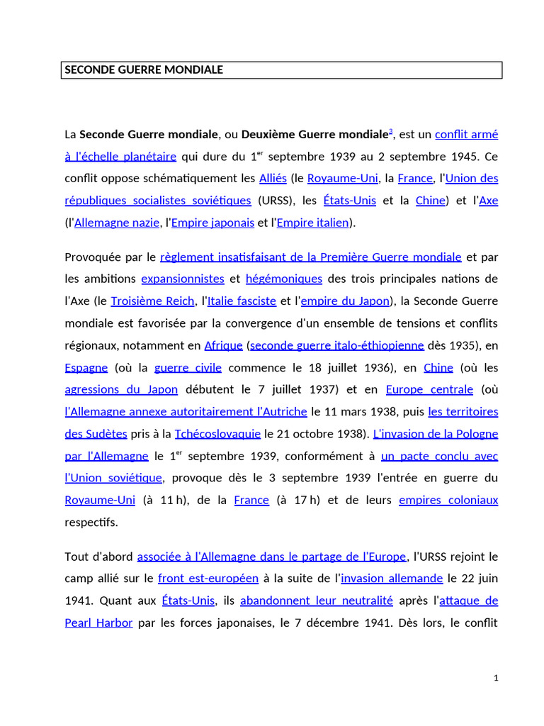Comprendre la Seconde Guerre mondiale | PDF | Seconde Guerre mondiale ...