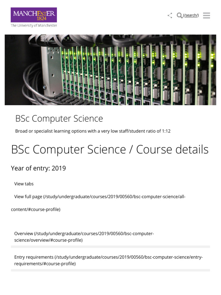 BSC Computer Science - Course Details (2019 Entry) - The University of Manchester | PDF ...