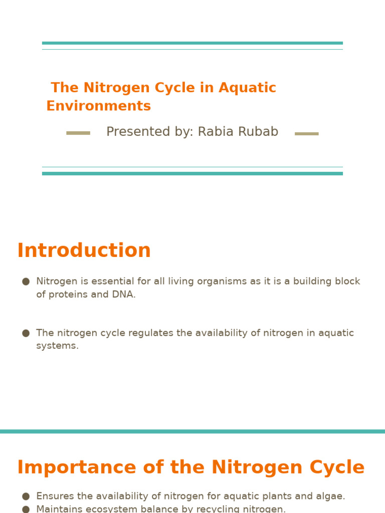 The Nitrogen Cycle in Aquatic Environments | PDF