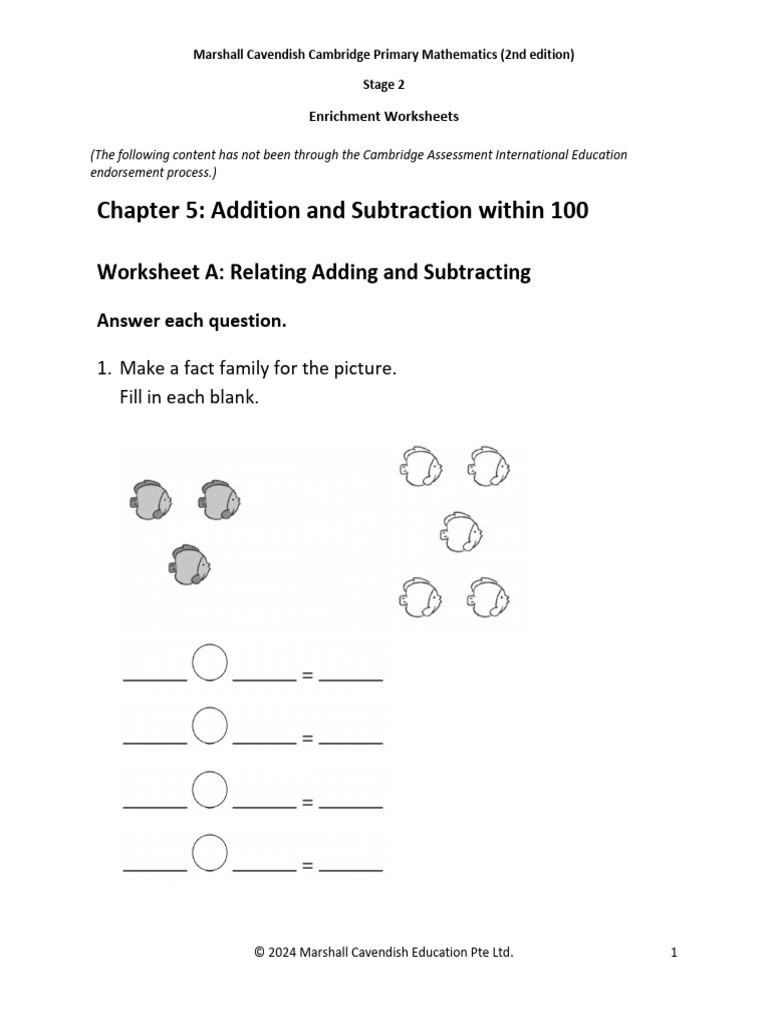 Worksheet Chapter 5 - Addition and Subtraction | PDF | Mathematics