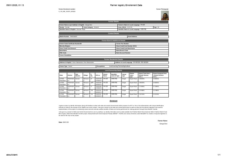 Farmer Registry Enrollement DataGA | PDF