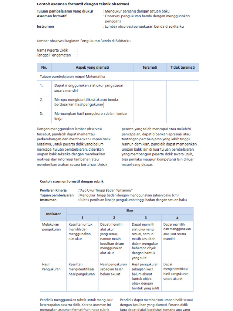 Contoh Asesmen Formatif Dan Tindak Lanjut | PDF