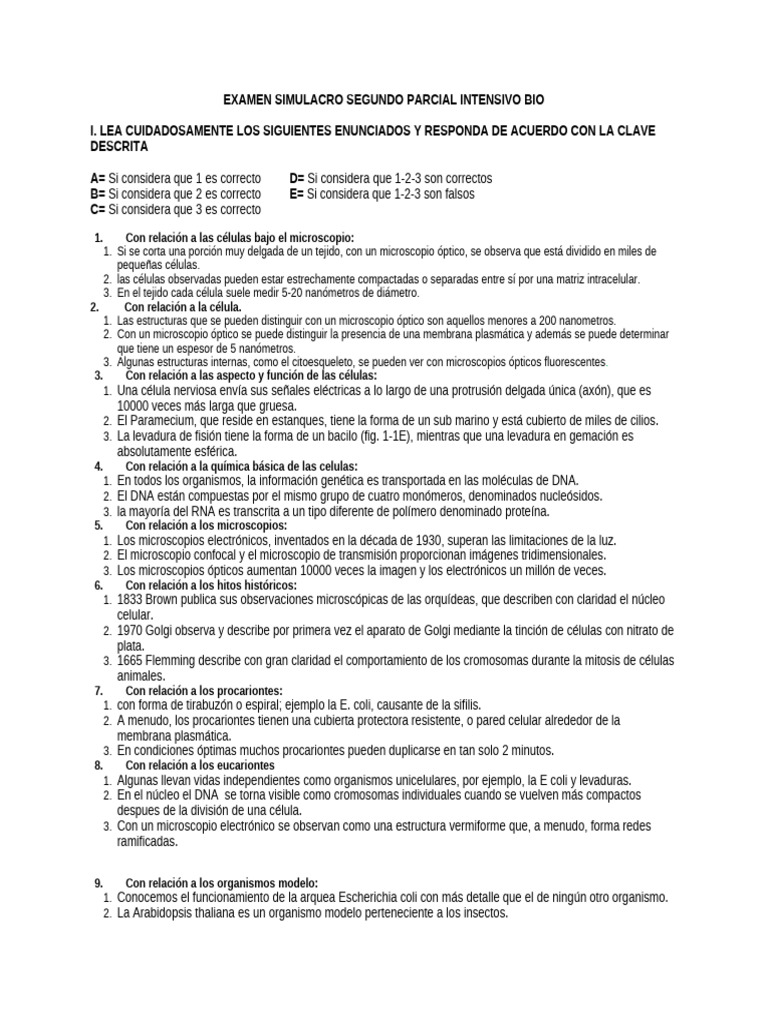 Simulacro Primer Parcial Intensivos Grupo 7B para Imprimir | PDF | Cromatina | Cromosoma