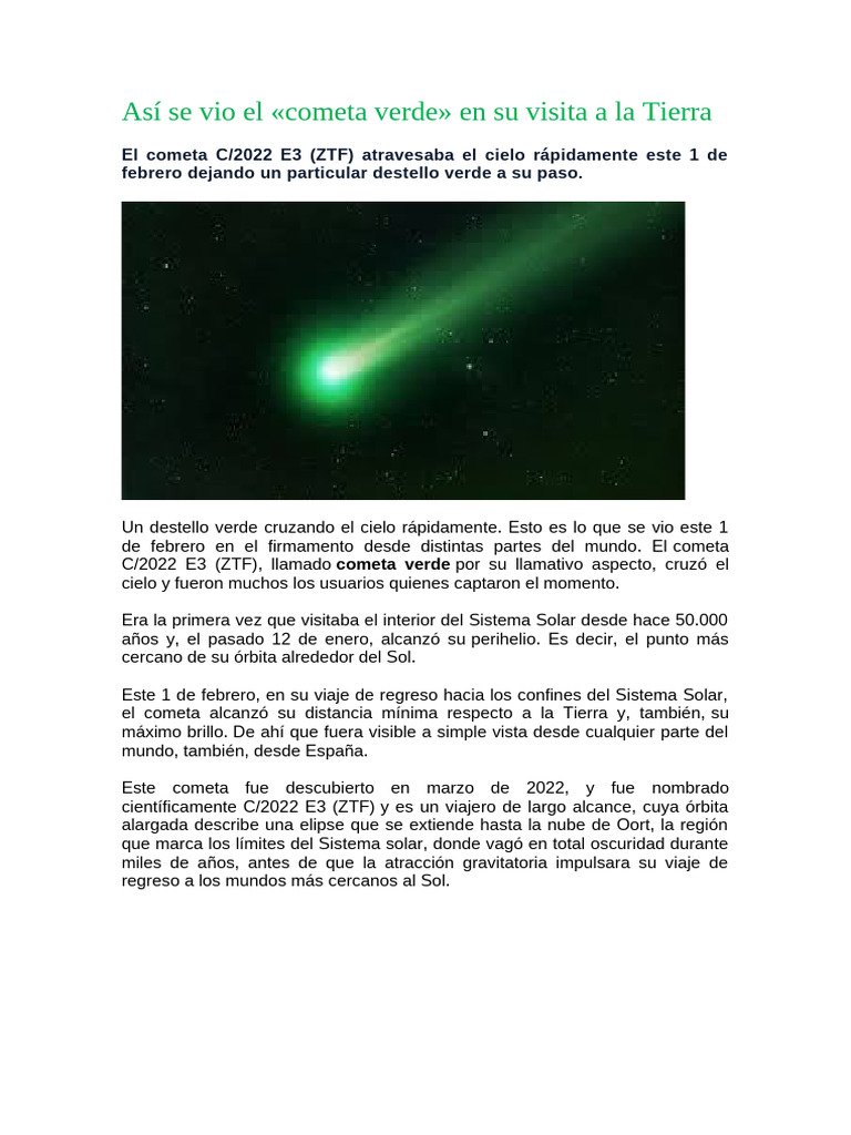 Cometa Verde | PDF