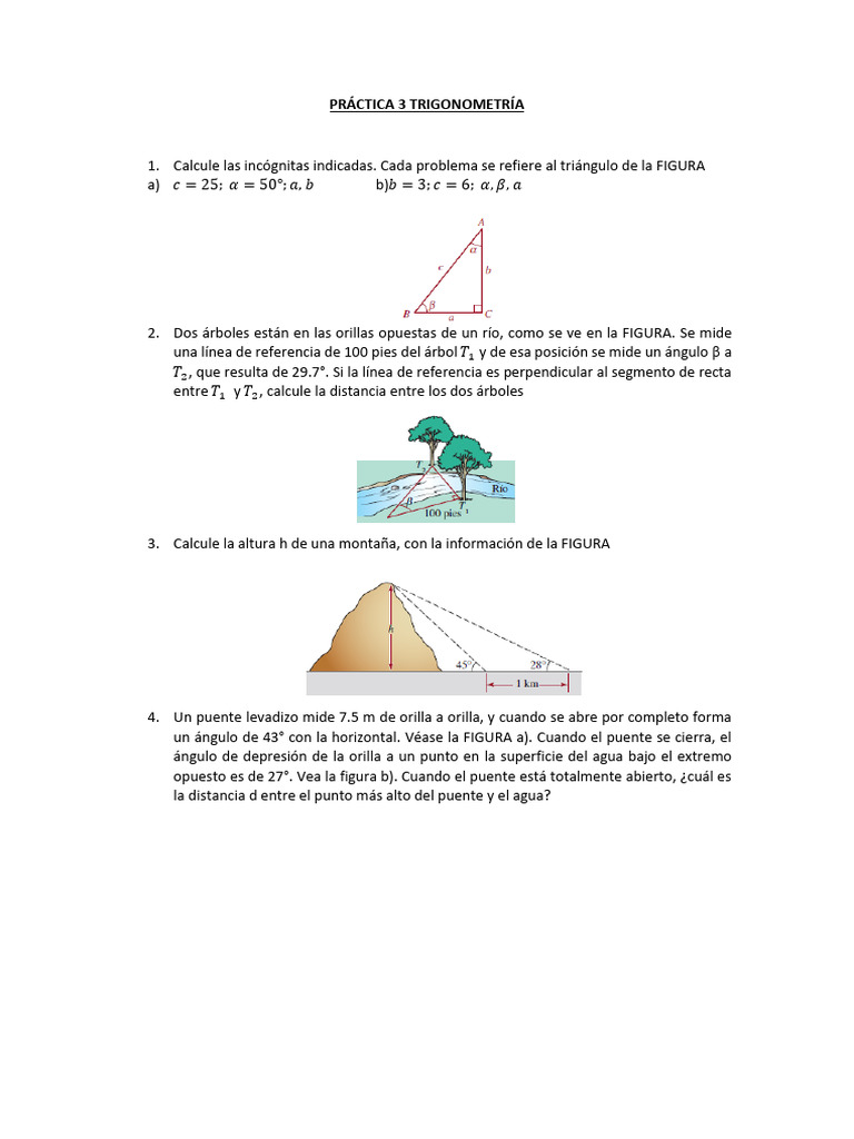 Práctica 3 Trigonometría | PDF | Triángulo | Trigonometría