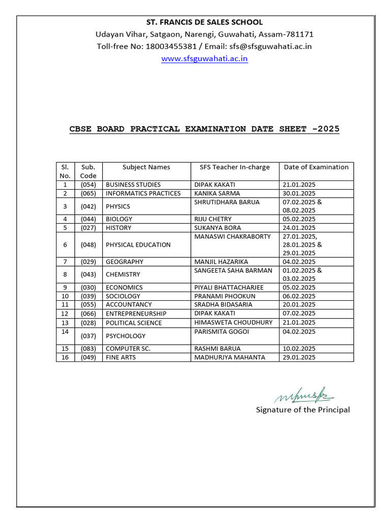 Practical Examination Datesheet (5) | PDF Practical Examination Datesheet (5) | PDF
