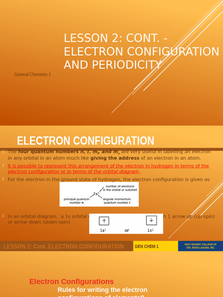 Lesson 2 Electron Configuration and Valence Electrons | PDF | Atomic Orbital | Electron ...
