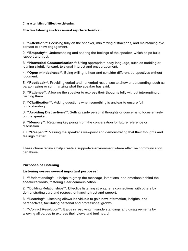 Characteristics-of-effective-listening | PDF | Nonverbal Communication ...