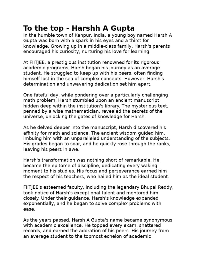 Harsh A Gupta: From Average to Topper | PDF