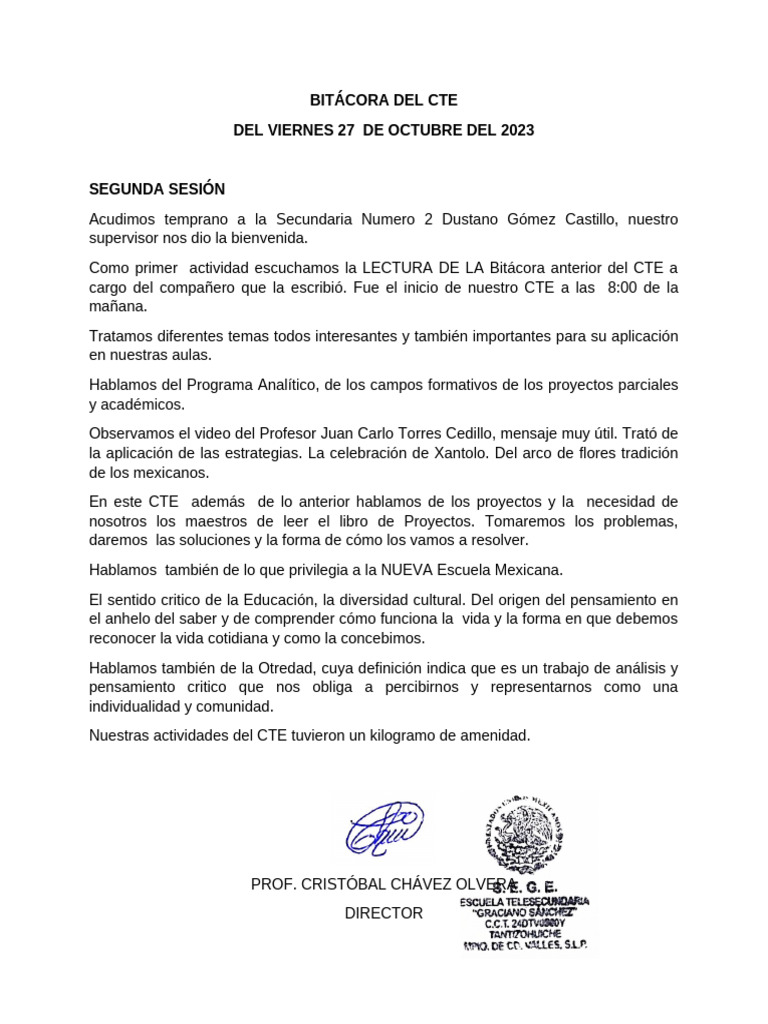 Bitácora Segunda Sesion | PDF