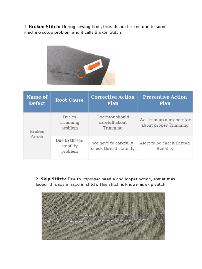 sewing defect | PDF | Seam (Sewing) | Sewing