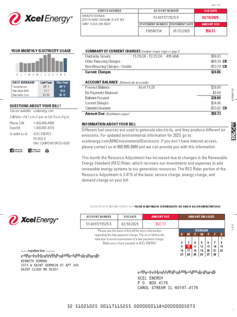 Statement From Xcel | PDF | Taxes