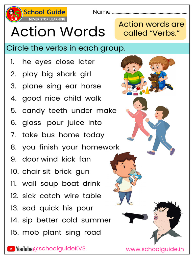 Action Words: Identifying Verbs | PDF