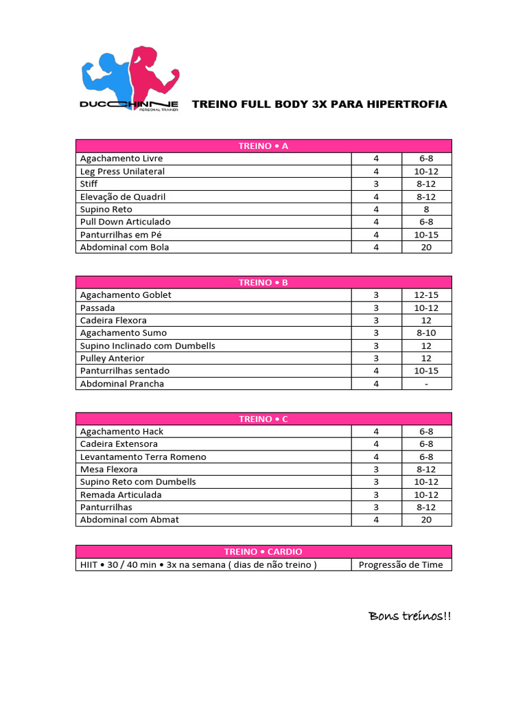 Treino Full Body 3x para Hipertrofia | PDF