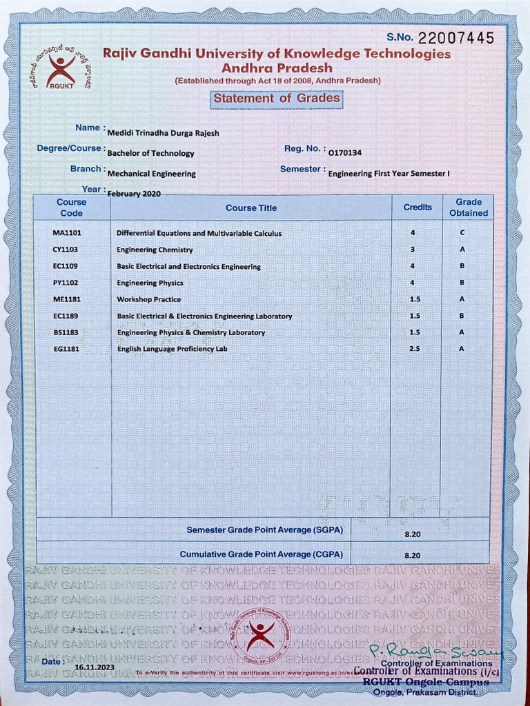 Semester Wise Marksheet | PDF