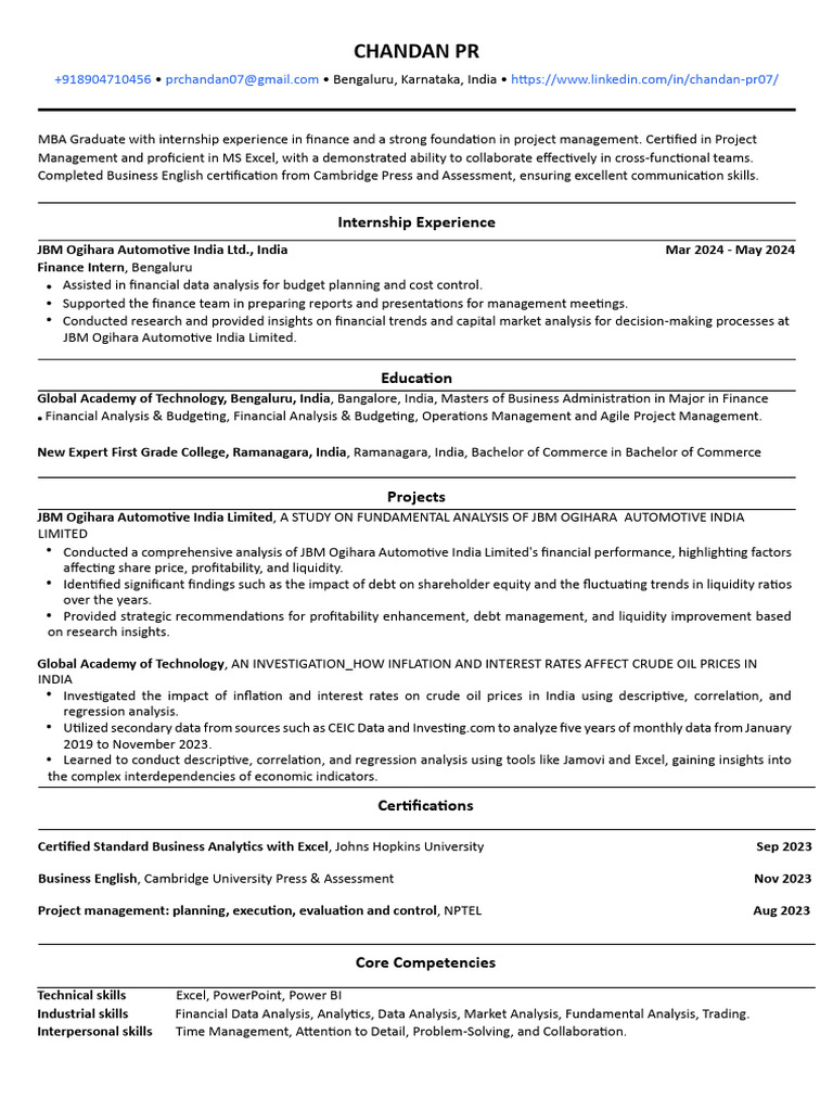 Chandan - Resume - Project Management | PDF | Analytics | Project Management