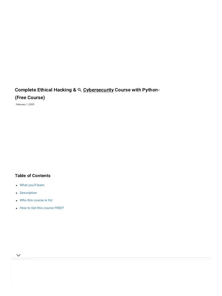 Complete Ethical Hacking & Cybersecurity Course with Python- (Free ...