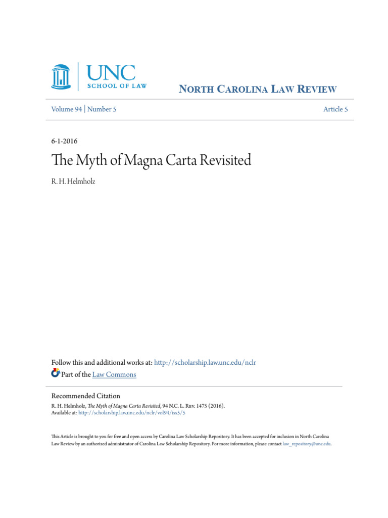 The Myth of Magna Carta Revisited | PDF | Magna Carta | Common Law