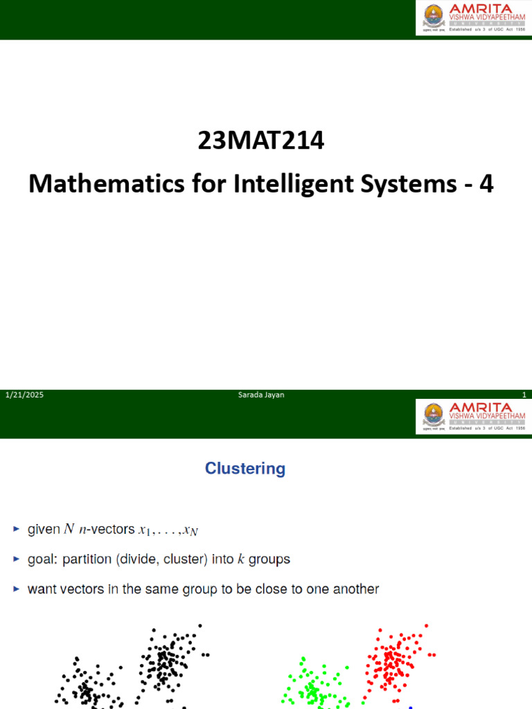 03 23MAT214 MIS4 KMeans Spectral Clustering | PDF | Eigenvalues And Eigenvectors | Algebra
