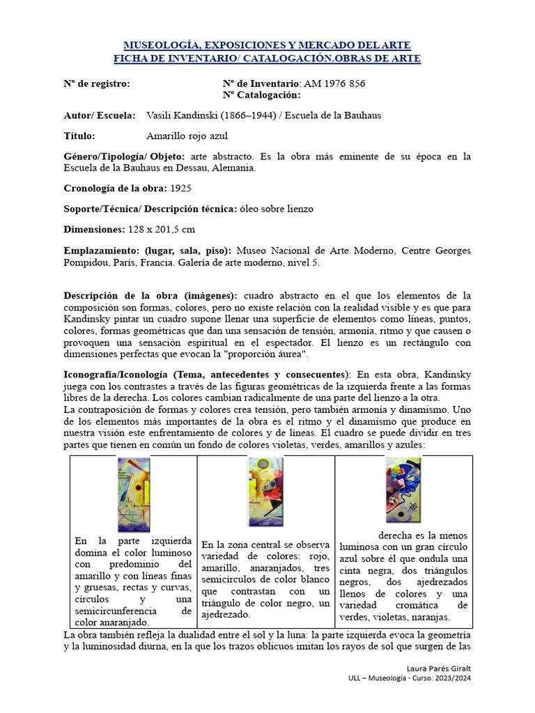 Ficha - Kandinsky - Amarillo, Rojo, Azul - Laura Parés Giralt | PDF ...