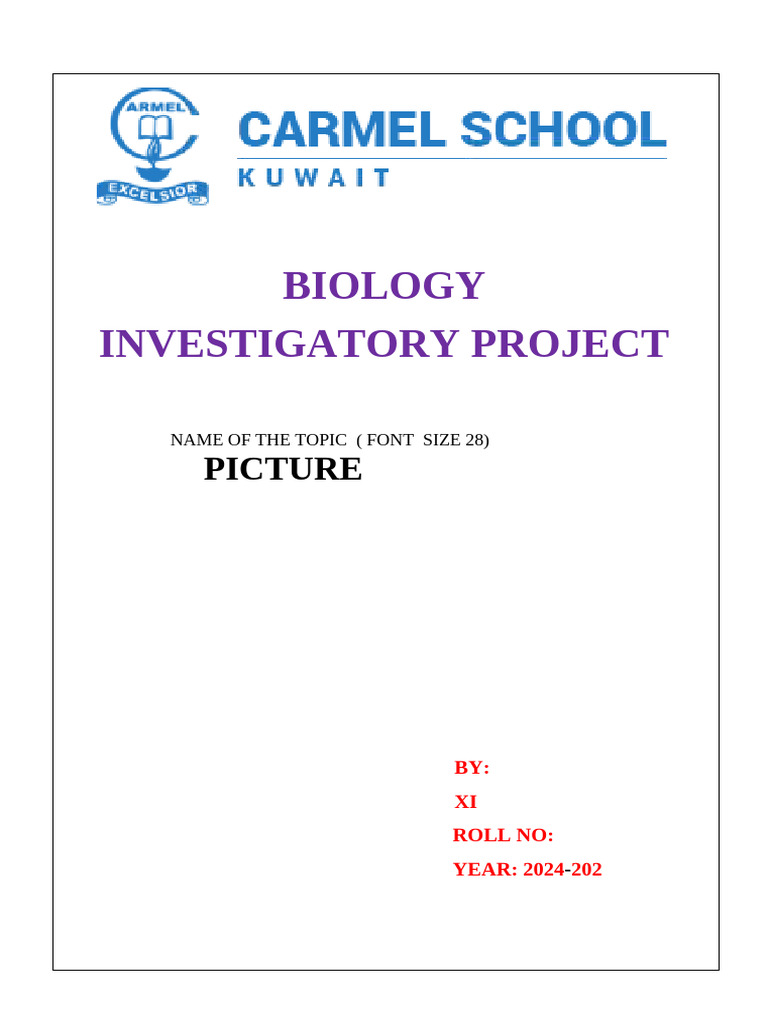 CSK W CSK Investigatory Project Format, Front Pages | PDF
