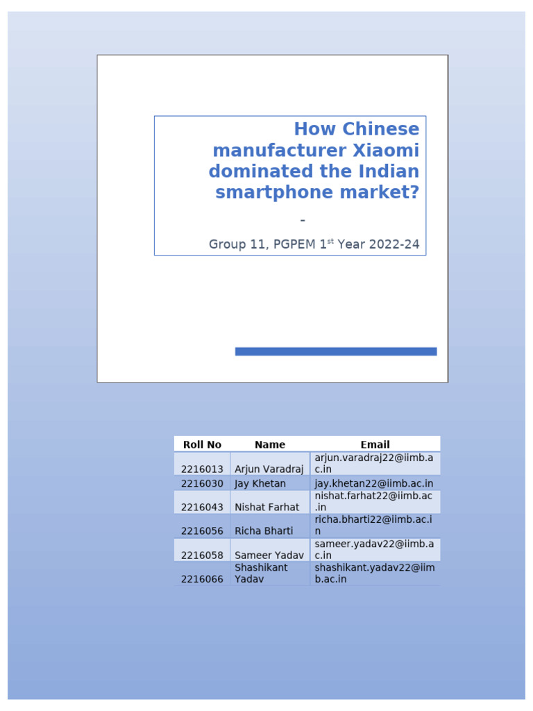 Marketing Case Study - Final | PDF | Smartphone | Xiaomi