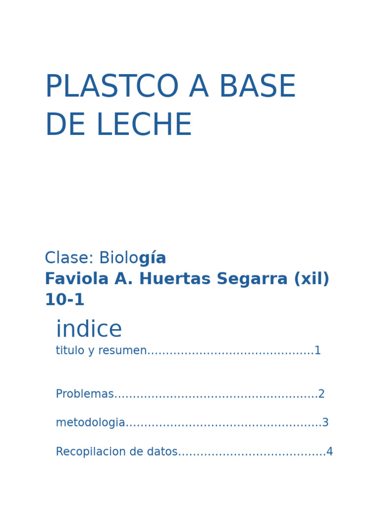 PLASTCO A BASE DE LECHE | PDF | Leche | Ácido