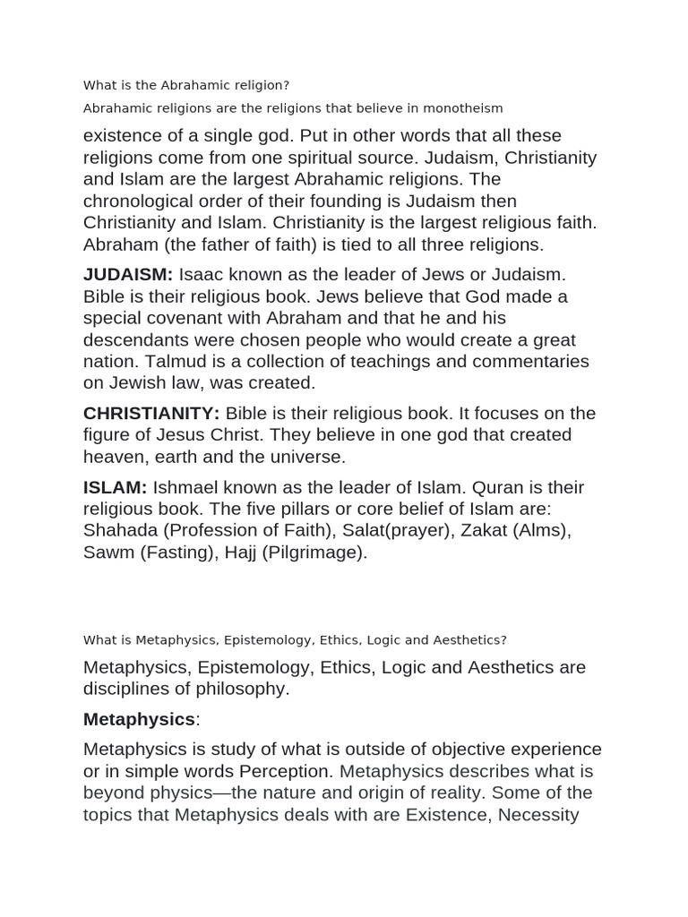 What is the Abrahamic religions | PDF | Abrahamic Religions | Logic