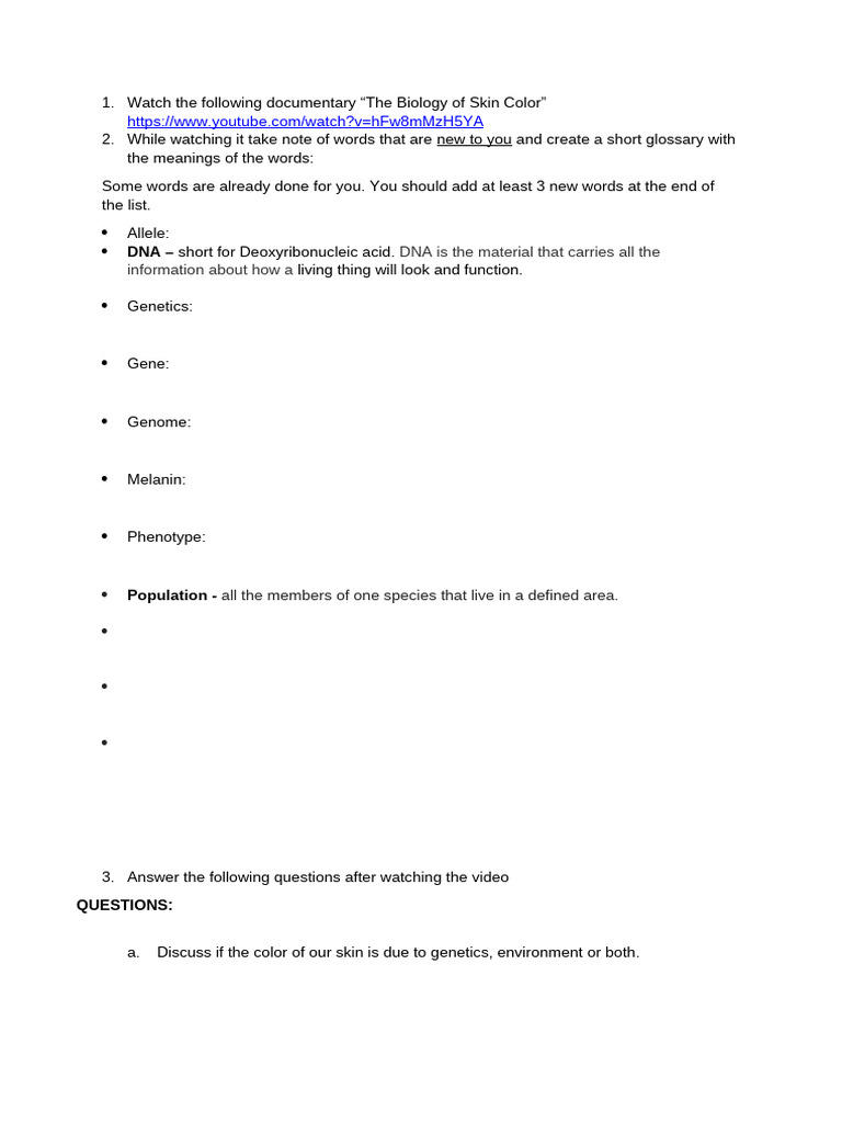 Intro Documentary - Biology of Skin Color | PDF