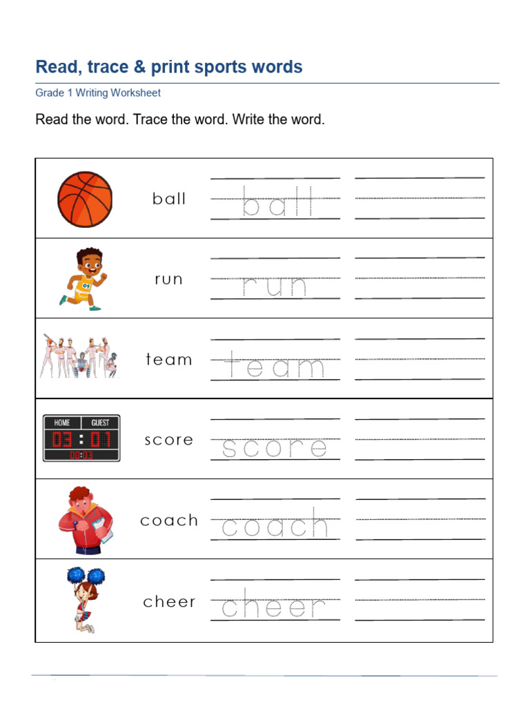 K-1 Sports Vocabulary Worksheet | PDF