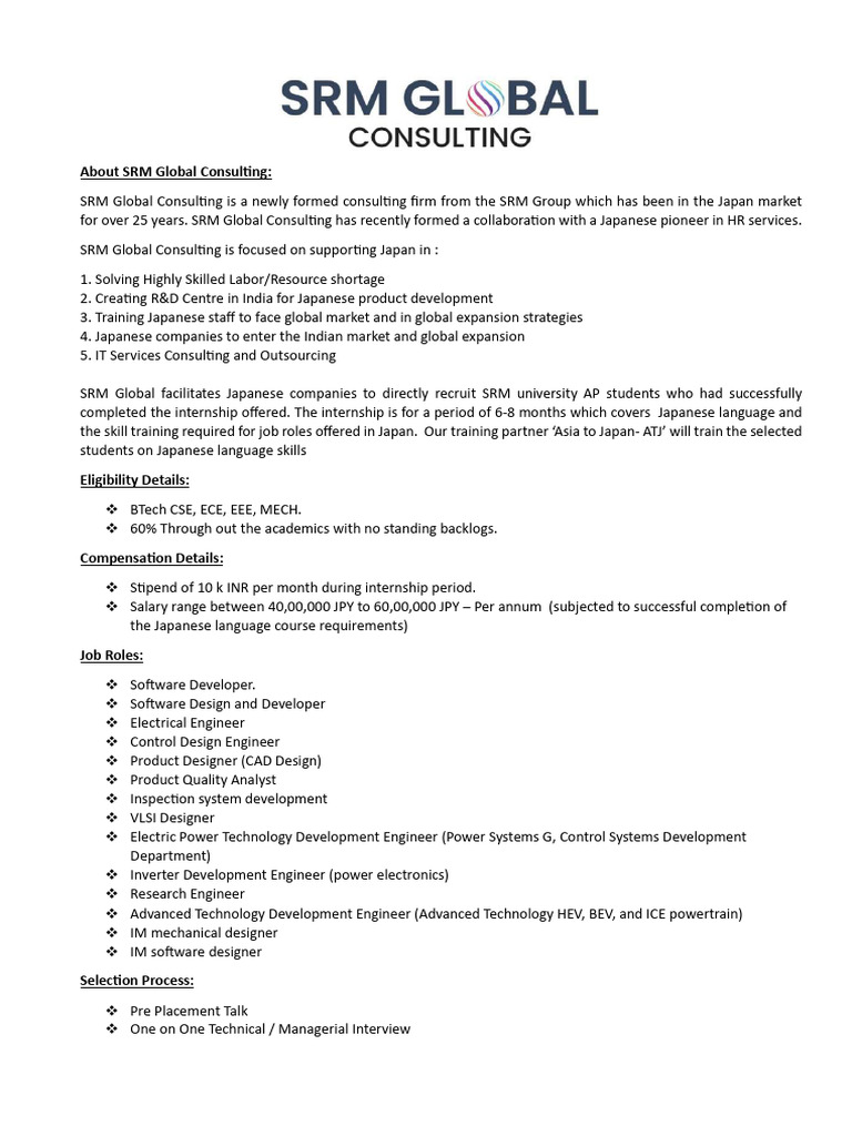 SRM Global Consulting - JD V2 | PDF