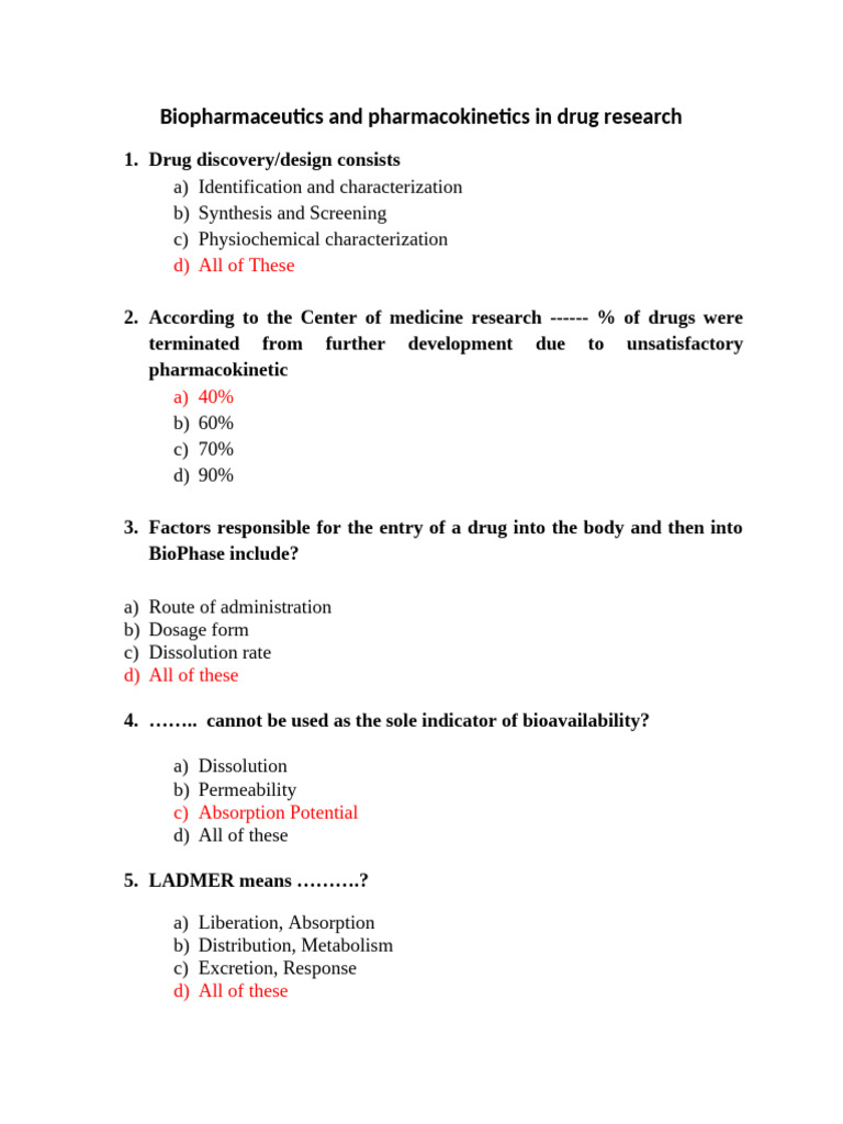 Biopharm MCQ | PDF