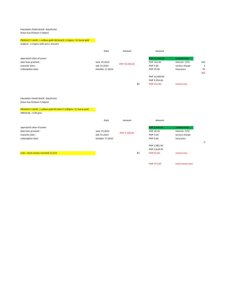 Palawan Dali Pug A | PDF | Pawnbroker | Debt