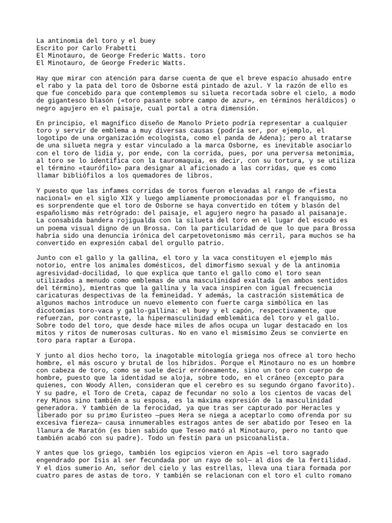 Antinomia del Toro y el Buey | PDF | Vacas | Pollo