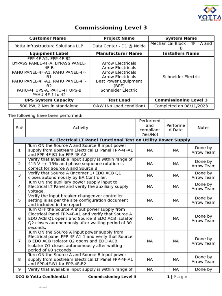 PAHU Level 3 Commissioning Procedure | PDF | Power Supply | Power Inverter