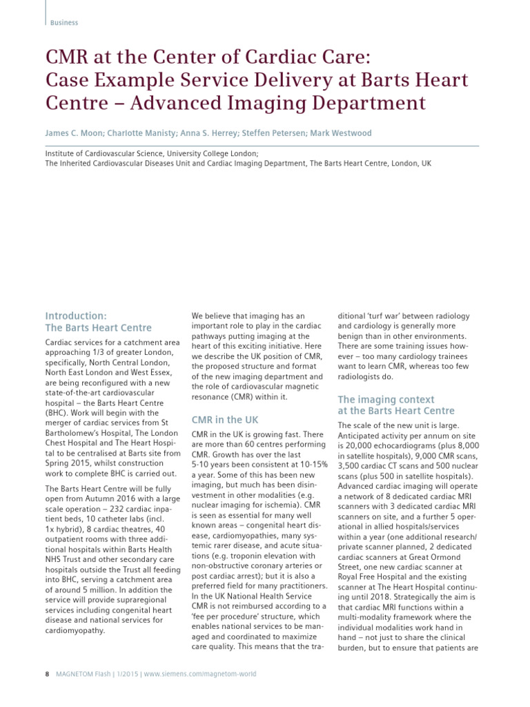 CMR at The Center of Cardiac Care Case Example-01976263 | PDF | Medical ...