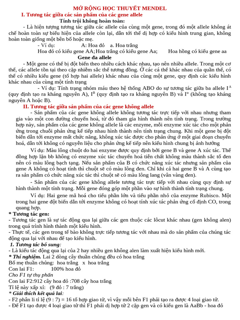 Bài 10. M R NG DT Menđel-Hs | PDF